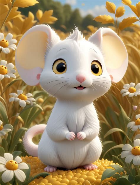 Premium Free Ai Images Cute White Mouse In Beautiful Oat Field With