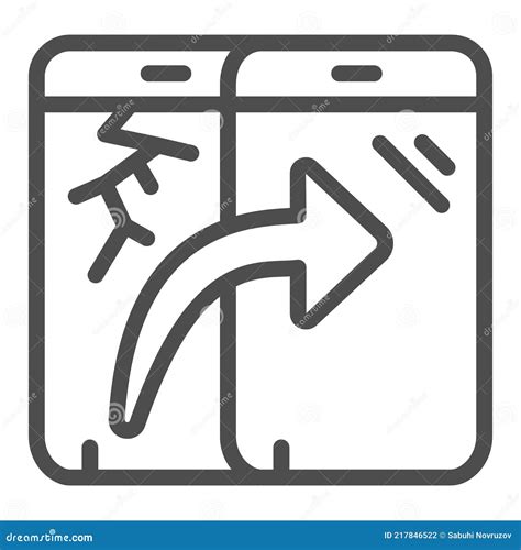 Replacement Touch Screen Line Icon Pcrepair Concept Broken New Screen Vector Sign On White