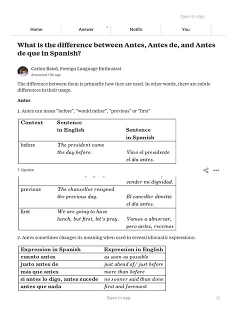 Antes Antes De Antes De Que Pdf Verb Sentence Linguistics