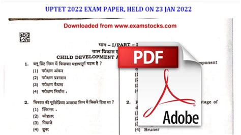 Uptet Question Paper 2022 Pdf And Answer Key Download