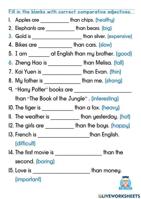 Type Of Adjectives Worksheet