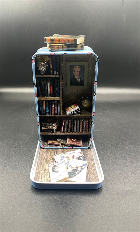 A Tiny Library In A Metal Box Tin Diorama Etsy
