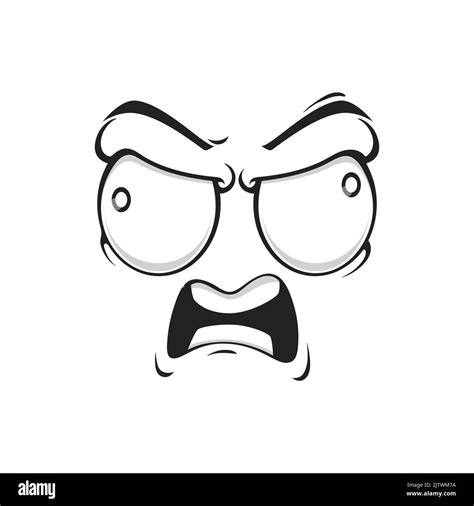 Cartoon Angry Face With Mad Eyes And Yell Mouth Vector Yelling Emoji