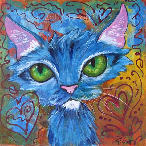 Funky Feline Acrylic Painting By Padgett Mason Idee Verf