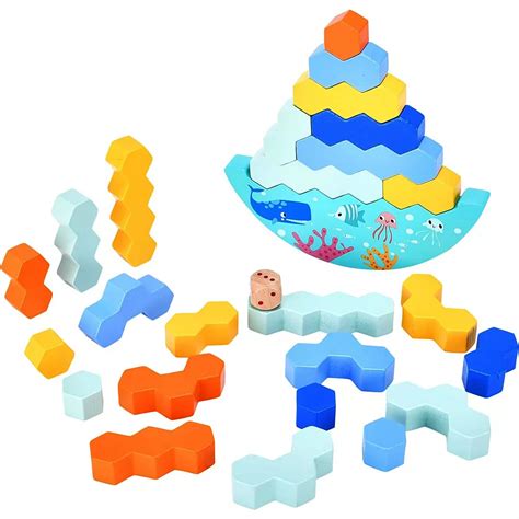 Wooden Underwater Rainbow Stacking Blocks