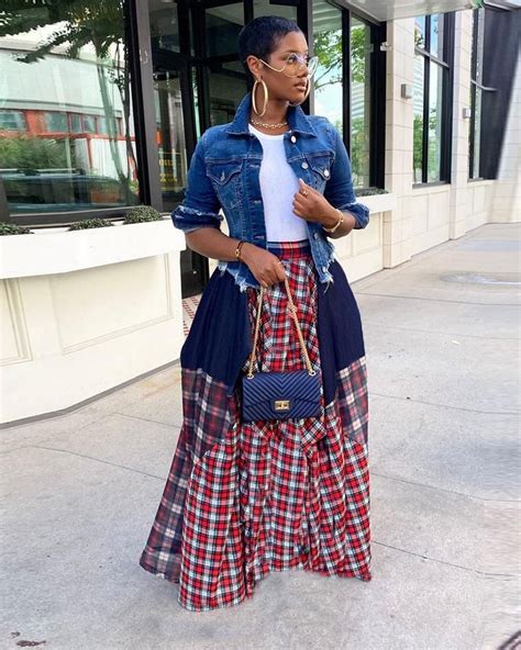 Plaid Maxi Skirt S Red Plaid