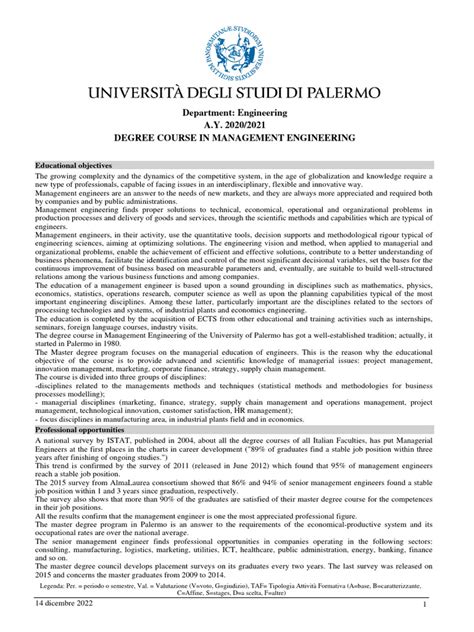 Course Plan Engineering Management Palermo Download Free Pdf