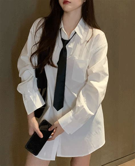 [넥타이 포함 남친셔츠 루즈핏셔츠 정장셔츠 오버핏셔츠]여리여리 루즈핏 셔츠 남친셔츠 스쿨룩 셔츠
