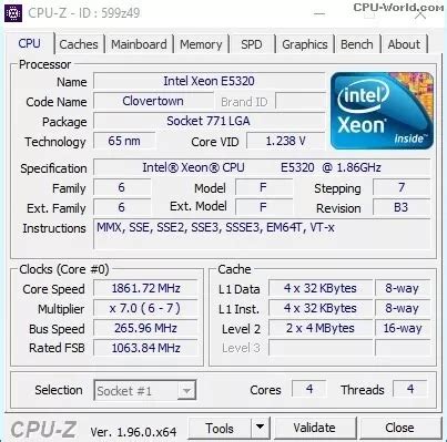 Intel Xeon E5320, 1.8ghz/8m/1066mhz, 4 Cores, Socket 771 | Cuotas sin ...