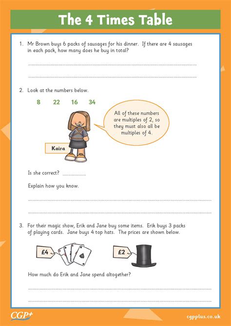 The 4 Times Table Problems Year 3 Cgp Plus