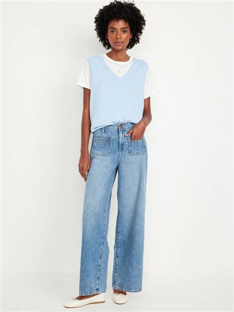 High Waisted Baggy Wide Leg Trouser Jeans Old Navy