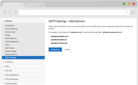 Domain Verification Workflow SMTP Settings JobAdder Partner Support Centre