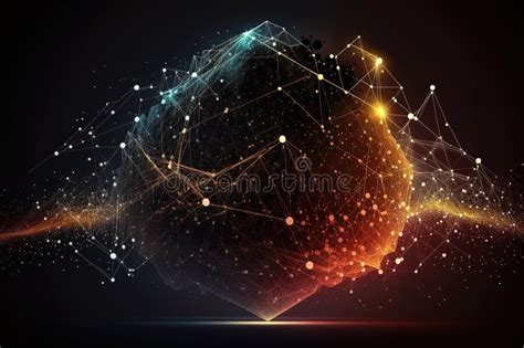 Digital Cyberspace With Particles And Digital Data Network Connections Concept Stock