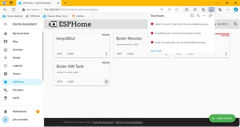 esp32 download yaml has stopped working esphome home assistant