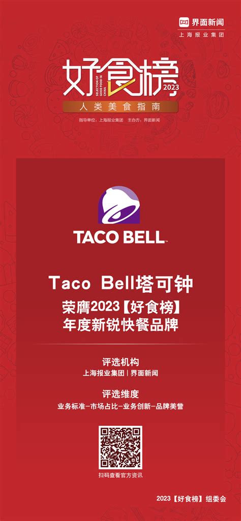 Taco Bell塔可钟荣获2023【好食榜】年度新锐快餐品牌界面新闻