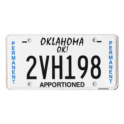 2022 Oklahoma Apportioned 2vh198 License Plate Warehouse