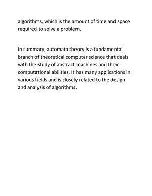 Automata Theories Part And Optimization Automata Theory Is Concerned With The Study Of