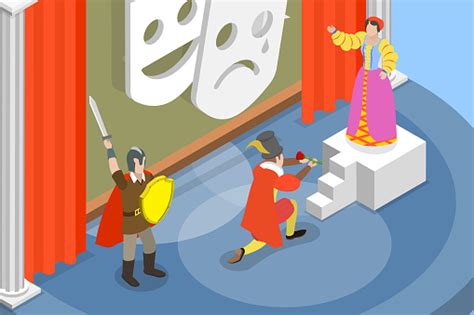 3d 아이소 메트릭 플랫 벡터 드라마 극장의 개념적 그림 Theatrical Performance에 대한 스톡 벡터 아트 및 기타 이미지 Theatrical