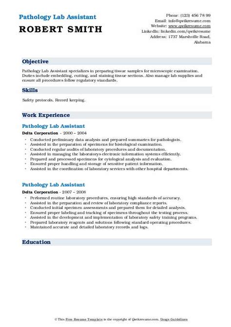 10 Pathology Lab Assistant Resume Samples And Templates For 2025