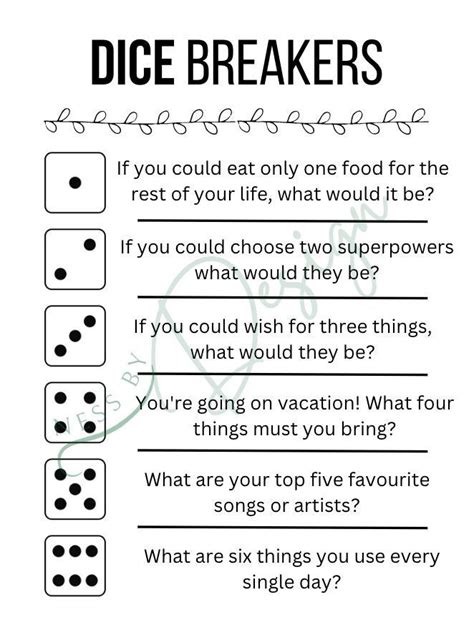 Fun Dice Icebreaker Activity Customizable Etsy Canada