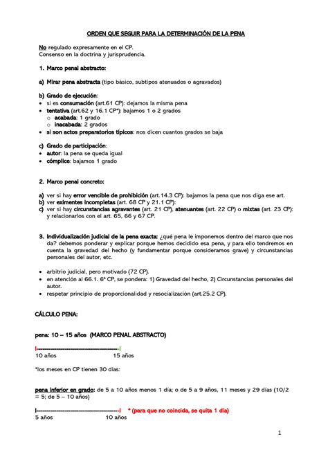 Orden Que Seguir Para La Determinación De La Pena 1 Orden Que Seguir