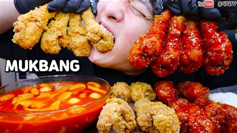 Asmr 응급실떡볶이xx맛 And Bbq황금올리브닭다리 치킨 먹방 Hot Spicy Tteok Bokki And Fried