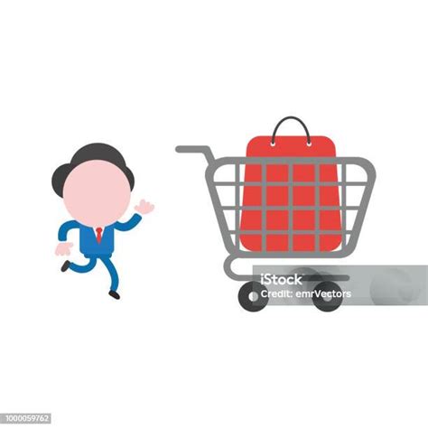 벡터 일러스트 레이 션 사업가 쇼핑백 쇼핑 카트 안에 실행 0명에 대한 스톡 벡터 아트 및 기타 이미지 0명 개념 계산대 Istock