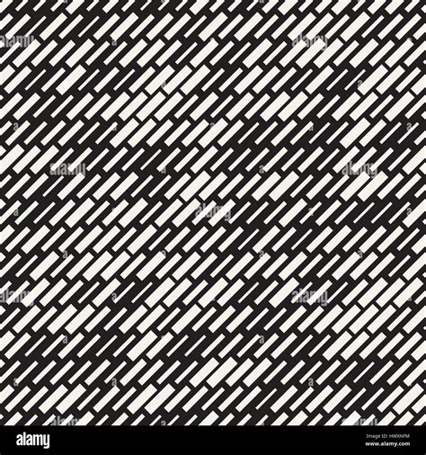 Vector Seamless Black And White Irregular Dash Rectangles Grid Pattern Abstract Geometric