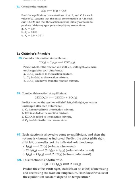 solved consider the reaction a g ⇌b g c g find the