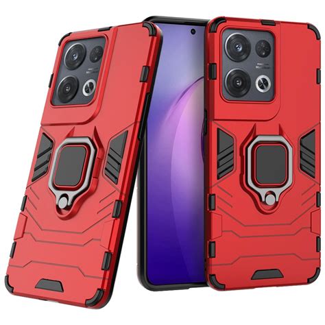 Slim Armour Case Finger Ring Stand For Oppo Reno8 Pro Red