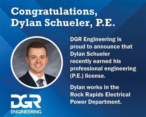Schueler Earns Professional Engineering License DGR Engineering