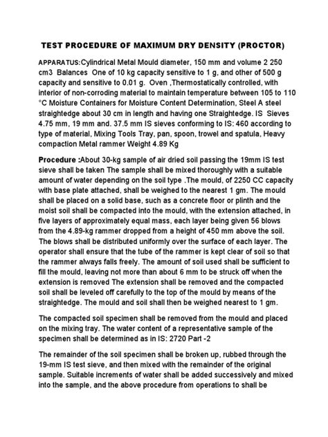 Lab Testing Procedure Pdf Soil Density