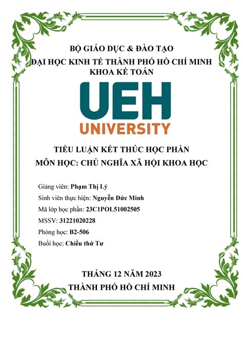 Nguyễn Đức Minh 23c1pol51002505 BỘ GiÁo DỤc And ĐÀo TẠo ĐẠi HỌc Kinh TẾ ThÀnh PhỐ HỒ ChÍ Minh