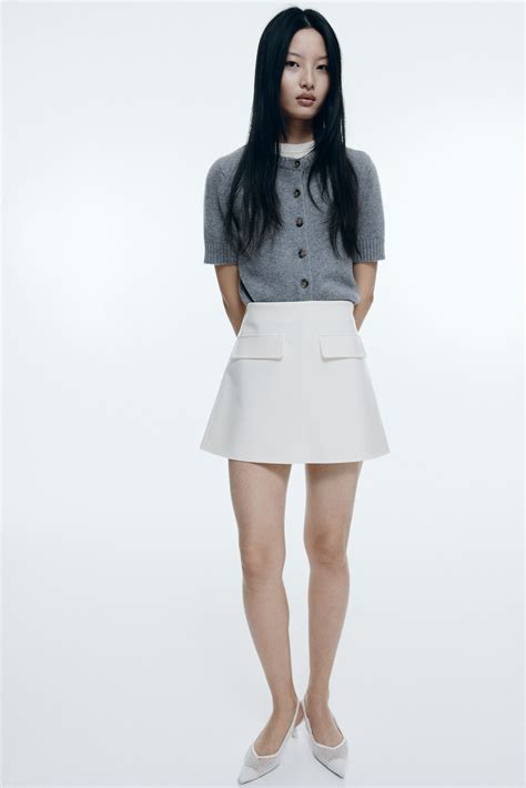 Short Sleeved Wool Cardigan Grey Marl Ladies Handm Gb