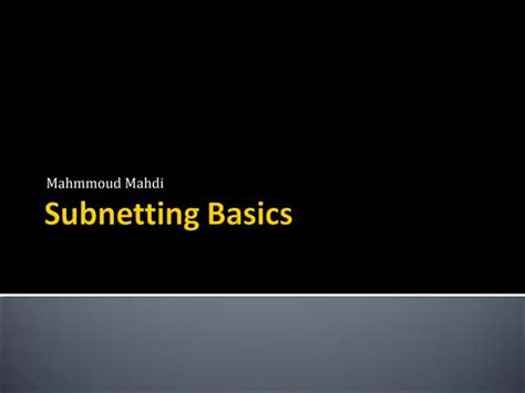 Lesson 2 Subnetting Basics Pps