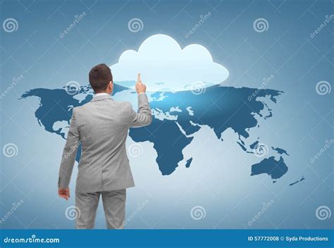 Businessman Pointing Finger Or Touching Stock Illustration