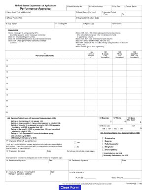 Fillable Online I I Nfc Usda PERFORMANCE APPRAISAL I I Nfc Usda Fax Email Print PdfFiller