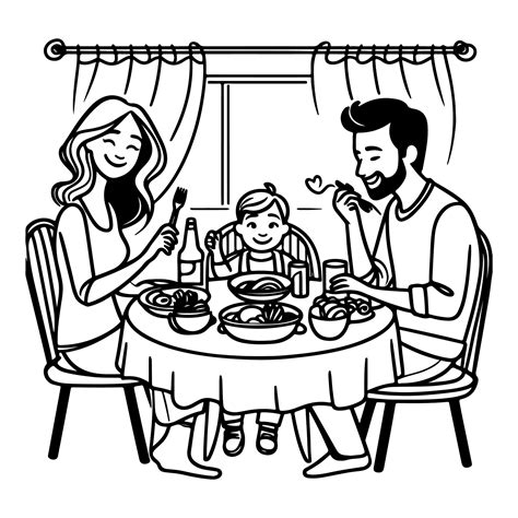Continuo Uno Negro Línea Arte Dibujo Contento Familia Padre Y Madre Con