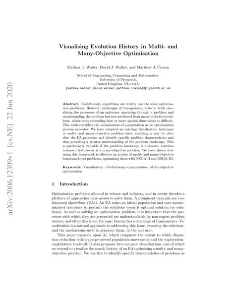 Visualising Evolution History In Multi And Many Objective Optimisation Deepai