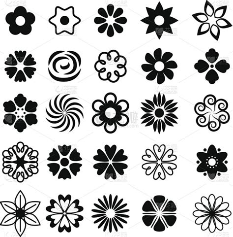 一组简单的花图标。素材 花瓣网