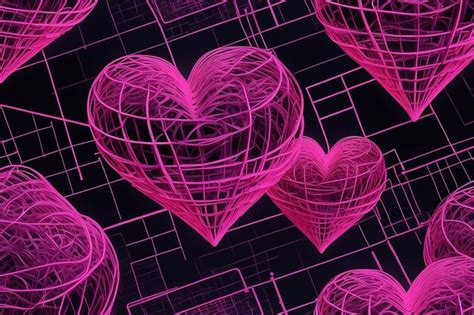 Premium Photo Geometry Wireframe Shapes And Grids In Neon Pink Color