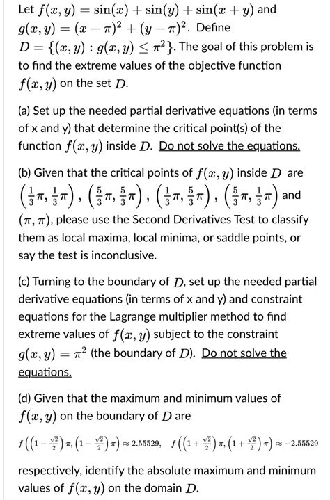 Solved Let F X Y Sin X Sin Y Sin X Y And G X Chegg Com