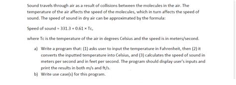 Solved Sound Travels Through Air As A Result Of Collisions