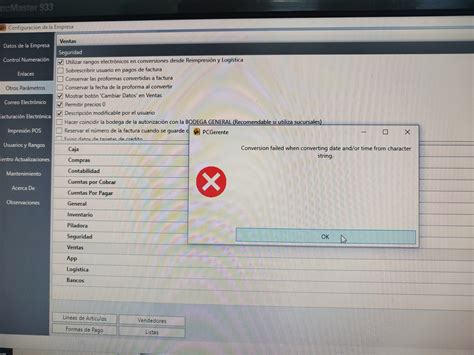 Error después de guardar algún cambio gracias Módulo Configuración