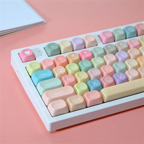 1 Set Candy Cute Round Keycaps Pbt Dye Sublimation Keycap Xoa Moa Profile Key Caps 126 Keys For