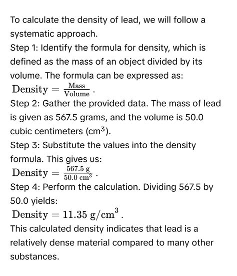 Solved Use The Mass And Volume Data To Calculate The Density Of Lead