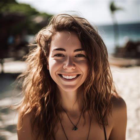 Premium Ai Image Portrait Of A Young Pretty Girl At The Beach