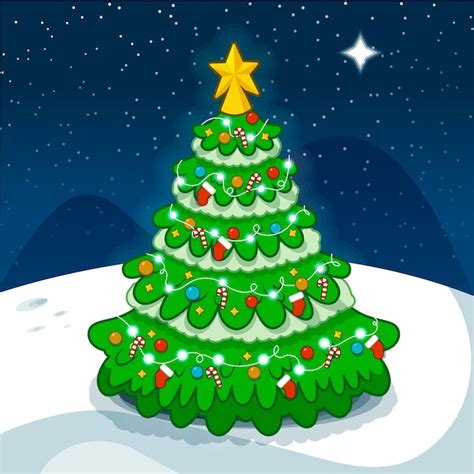Free Vector Beautiful 2d Christmas Tree