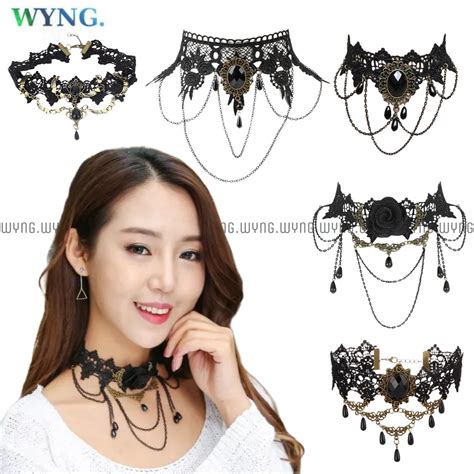 Jual Kalung Gothik Etnik Choker Kain Renda Lace Necklace Gothic Flower