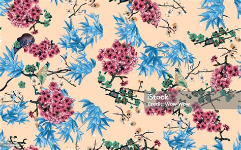 봄 꽃과 잎이있는 매끄러운 패턴 손으로 그린 배경 벽지 또는 직물에 대한 꽃 패턴 0명에 대한 스톡 벡터 아트 및 기타 이미지 0명 꽃 식물 노랑 Istock